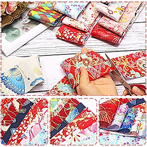 40 Pcs Japanese Jelly Cotton Fabric Patchwork Roll, 2.55 Inch Roll Up Cotton Fabric Quilting Strips, Jelly Fabric Patchwork Craft Cotton Fabric for Quilters and Sewing DIY Crafts (Japanese Style)