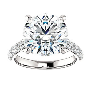 Riya Gems 6 CT Round Moissanite Engagement Ring Colorless Wedding Bridal Solitaire Halo Bazel Style Solid Sterling Silver 10K 14K 18K Solid Gold Promise Ring Gift for Her (8.5)