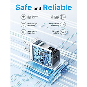 20W USB C Fast Charger Compatible with iPad Pro 12.9, iPad Pro 11 inch 2021/2020/2018, iPad Air 5th/4th 10.9 inch 2022/2020, iPad Mini 6, PD Wall Charger with 6.6FT USB C to C Charging Cable