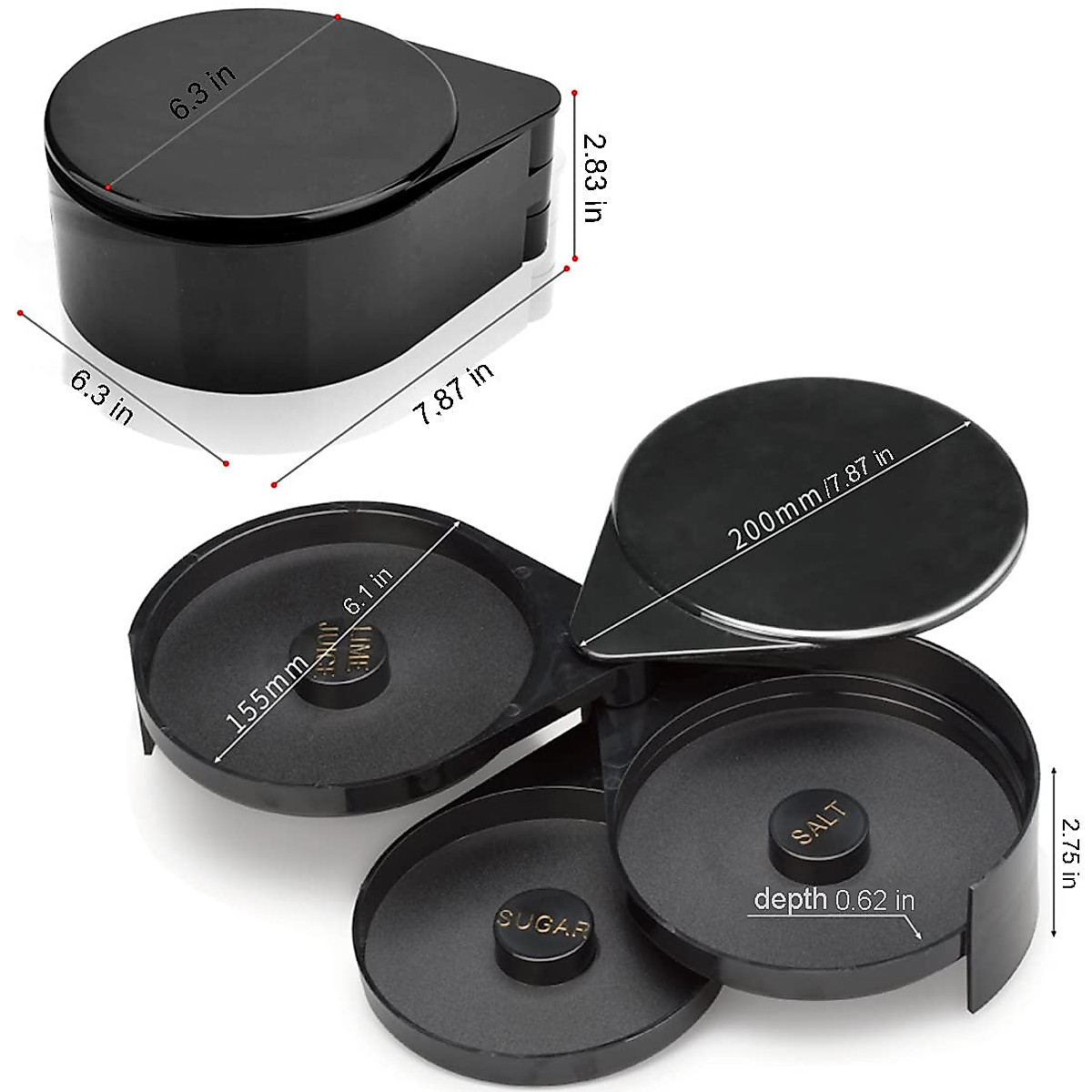 Glass Rimmer Salt Rimmer, Sugar Rimmer Cocktail, Margarita Salt Rimmer Set with 1 Sets Ice Cube Clips 3 Tier Glass Rimmer for Margarita Tray and Cocktail