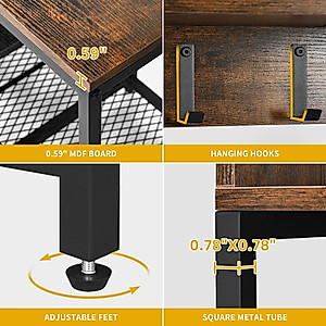 DWVO 5-in-1 Hall Tree with Shoes Storage, Large Coat Rack Shoe Storage Bench, 10 Hooks for Hallway Entryway Bench with Coat Rack, Hall Tree with Bench and Shoe Storage, Rustic Brown