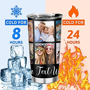 Personalized Tumbler Custom Vacuum Insulated Travel Mug Customizable Coffee Cup with Your Photos and Text Christmas Birthday Gift