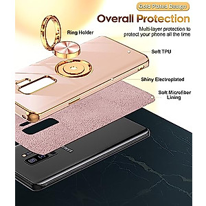 LeYi for Samsung Galaxy S9 Plus Case: 360° Rotatable Ring Holder Magnetic Kickstand [ Not Applicable Samsung S9 ], Plating Rose Gold Edge Protective Case, Pink