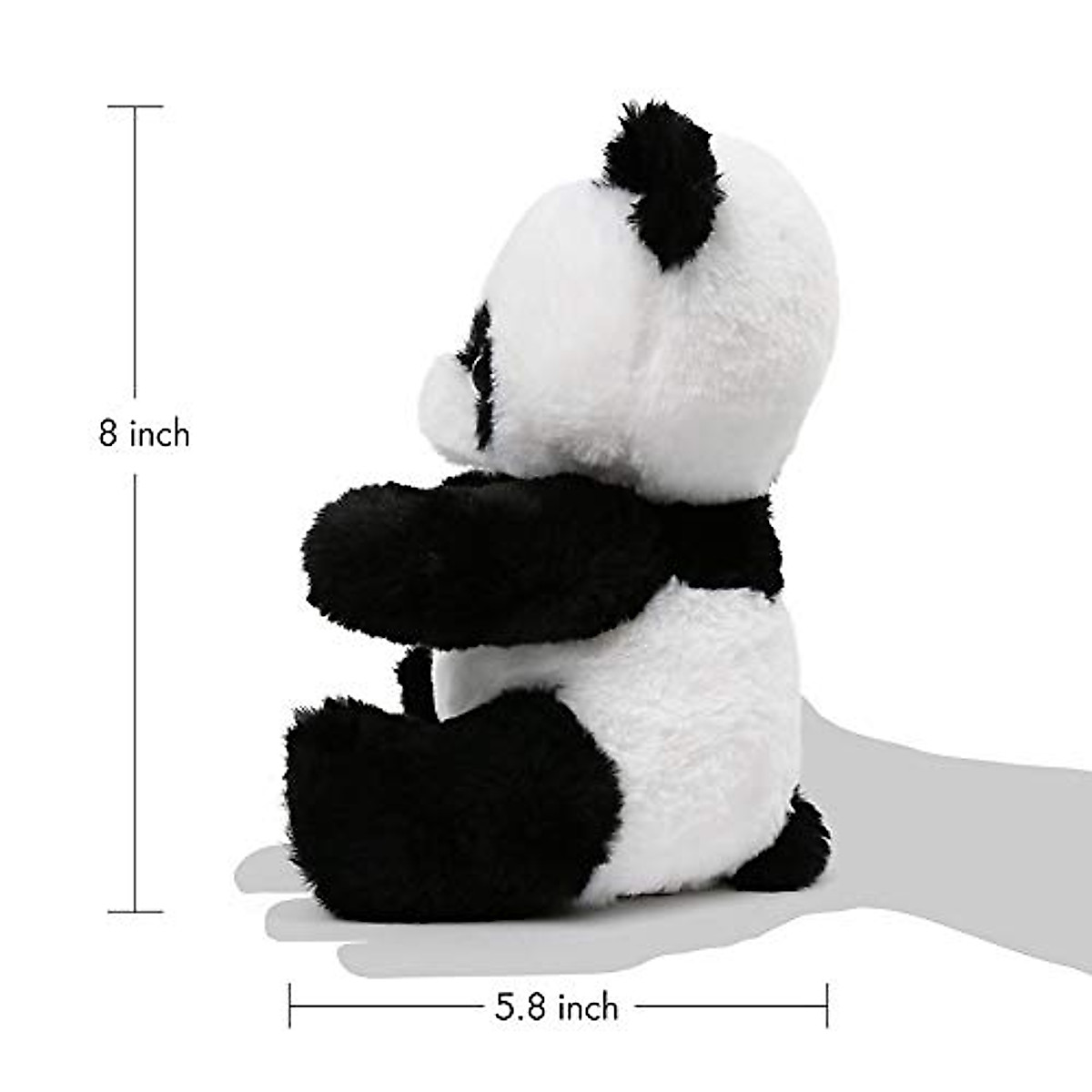 LotFancy Panda Stuffed Animal, 8'' Black Panda Plush Toy, Stuffed Panda Bear, Cute Plushies for Kids, Gift for Toddlers Birthday, Easter, Party Favors