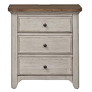 Liberty Furniture Farmhouse Reimagined White 3 Drawer Night Stand w/Charging Station