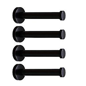 NELXULAS Classic Black Stainless Steel Heavy Duty Wall Mount Hooks, Bath Towel Hooks, Coat Hanger, Handbag Hooks, 4 in Pack (6")