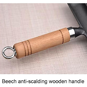 Sfocgoi Sausage Grill Pan, Cast Iron Sausage Pan, Non Stick Baking Tray With Anti Scald Wooden Handle, Sausage Pan Hot Dog Grill Pan-A