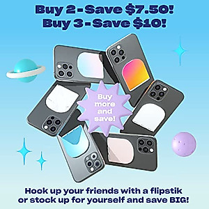 Flipstik New V2 - Foldable Adhesive Phone Mount - Stick Phone to Mirror, Window, Walls for Hands-Free Viewing, Selfies, or Videos - Tripod, & Kickstand - Featured in Shark Tank - Carrara Marble