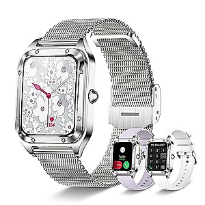 Iaret Smart Watch for Women (Call Receive Dial), Smart Watches for Android iOS Phones Smartwatch with AI Voice Control Heart Rate Sleep Monitor Pedometer Waterproof Activity Tracker Silver