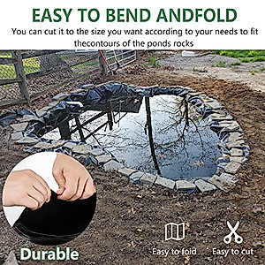 Topdeep 10x15 ft Pond Liner, LDPE 20 Mil Thickness Fish Pond Liners for Outdoor Ponds, Pond Skins for Waterfall, Fish or koi Pond, Fountains and Bed Planter
