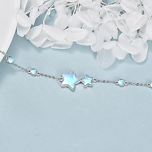 CRMAD Moonstone Star Bracelet for Women Sterling Silver Star Bracelet Irish Jewelry(star)