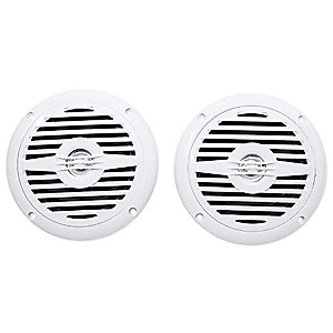 KICKER KMC2 Gauge Hole Digital Media Receiver w/Bluetooth/USB For Boat/ATV/UTV Bundle with Pair Rockville MS525W 5.25" 400 Watt Waterproof Marine Boat Speakers 2-Way White