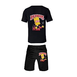 Anime Shirt and Shorts Sets Casual Tshirt and Pants Tracksuits Beach Pants Swim Trunks Suit for Men