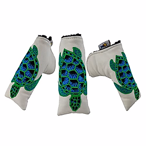Turtle Hand Embroidered Blade Putter Golf Club Leather Headcover Sunfish