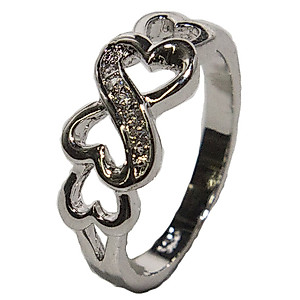 RS Covenant Women's Rhodium Plated Dress Ring Interlocking Hearts with CZ 022 (9)