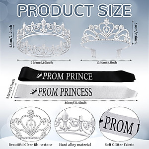 Saintrygo Prom Prince and Princess Crown Set with Sashes 80s Prom Party Favors for Halloween Cosplay 2024 Graduation(Nostalgic Style)