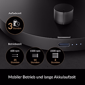 ARCTIC Summair Plus - Portable Fan with integrated rechargeable battery, USB-C connection (incl. USB-A charging cable), Stepless adjustable desk fan 600–3300 rpm - Black