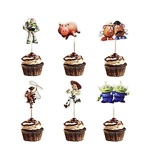 48PCS Sesame Elmo Inspired Cupcake Topper for Sesame Street Theme Birthday Party Cake Decoration