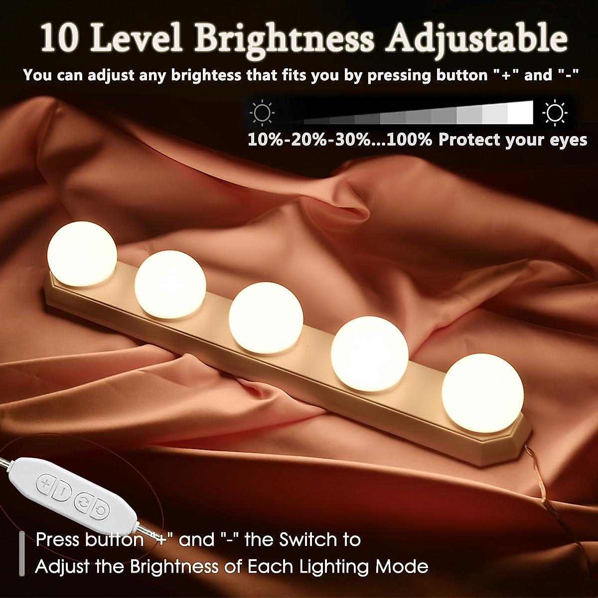 HELOIE Makeup Light,Portable Led Vanity Lights with 3 Colors Lighting Mode Adjustable & Dimmable for Vanity Table Dressing Room Mirror