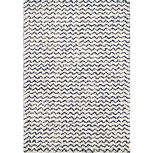 nuLOOM Cuellar Chevron Shag Area Rug, 5' x 8', Navy