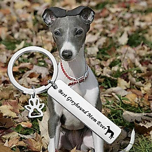 FEELMEM Dog Lover Gift Greyhound Mom Gift Best Greyhound Mom Ever Keychain Gift for Greyhound Owner Dog Mom Fur Mama Gift
