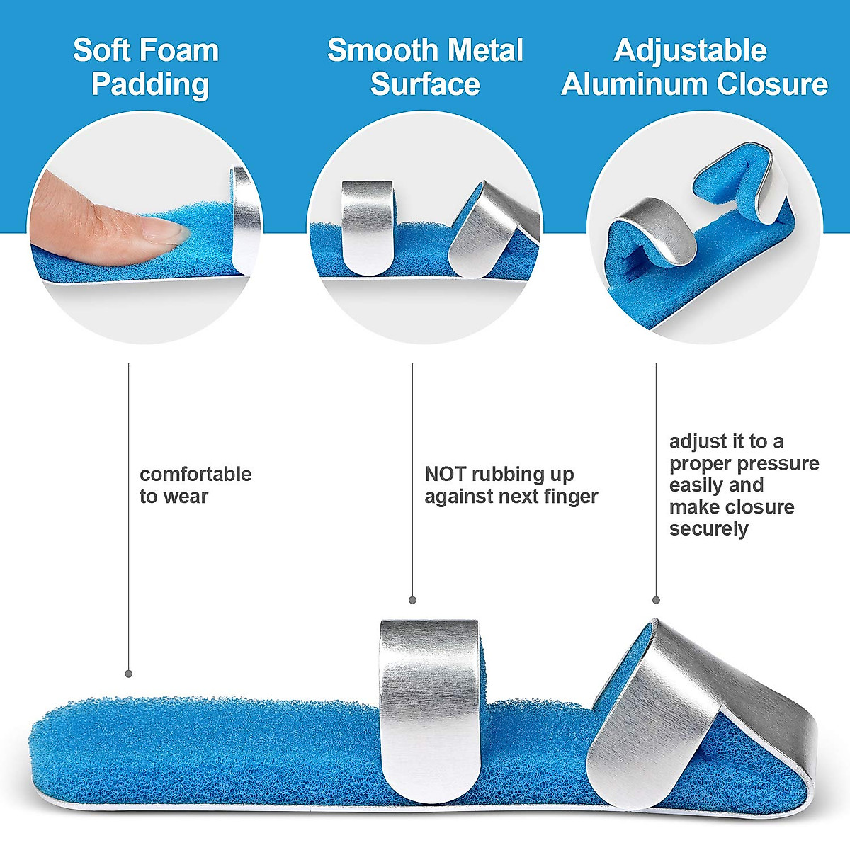 Trigger Finger Splint Brace for Thumb Index Middle Ring Pinky, Metal Foam Broken Dislocated Finger Stabilizer, Aluminum Bendable Curved Mallet Wrap for Arthritis Pain Tendon Injury Immobilizer Knuckle