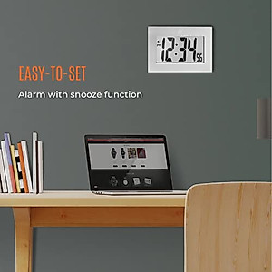 MARATHON Large Digital Wall Clock with 8” Display, Graphite Gray - Easy to Read