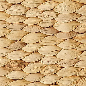 mDesign Woven Hyacinth Narrow Bathroom Toilet Roll Holder Storage Organizer Basket Bin - Rectangle Containers for Bathroom, Toilet Tank - Hold 3 Rolls of Toilet Paper - Natural/Tan