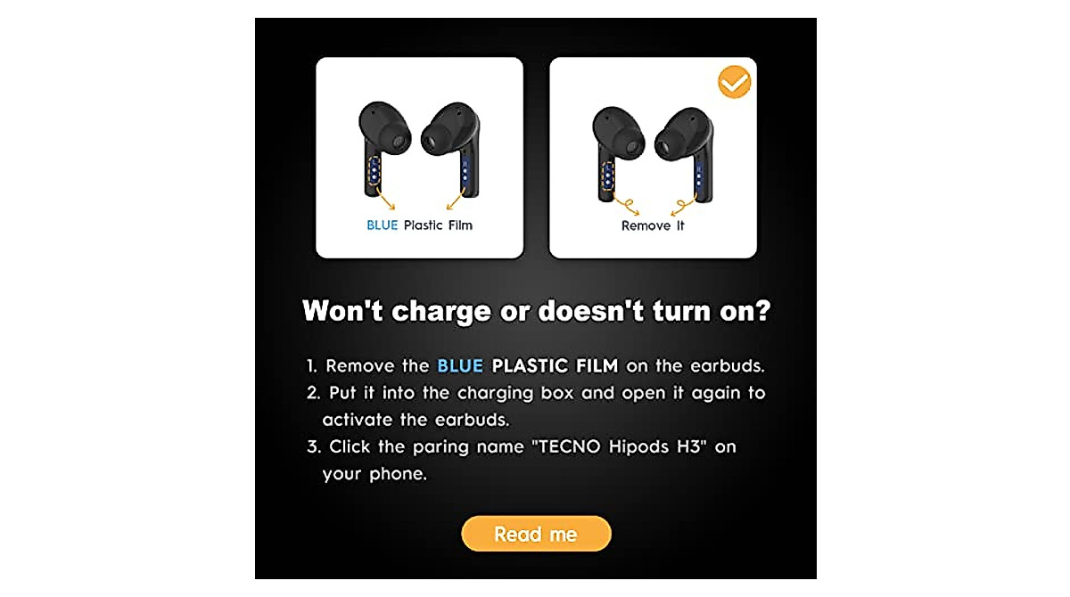 Tecno H3 True Wireless Earbuds with Noise Cancellation & Bluetooth 5.0