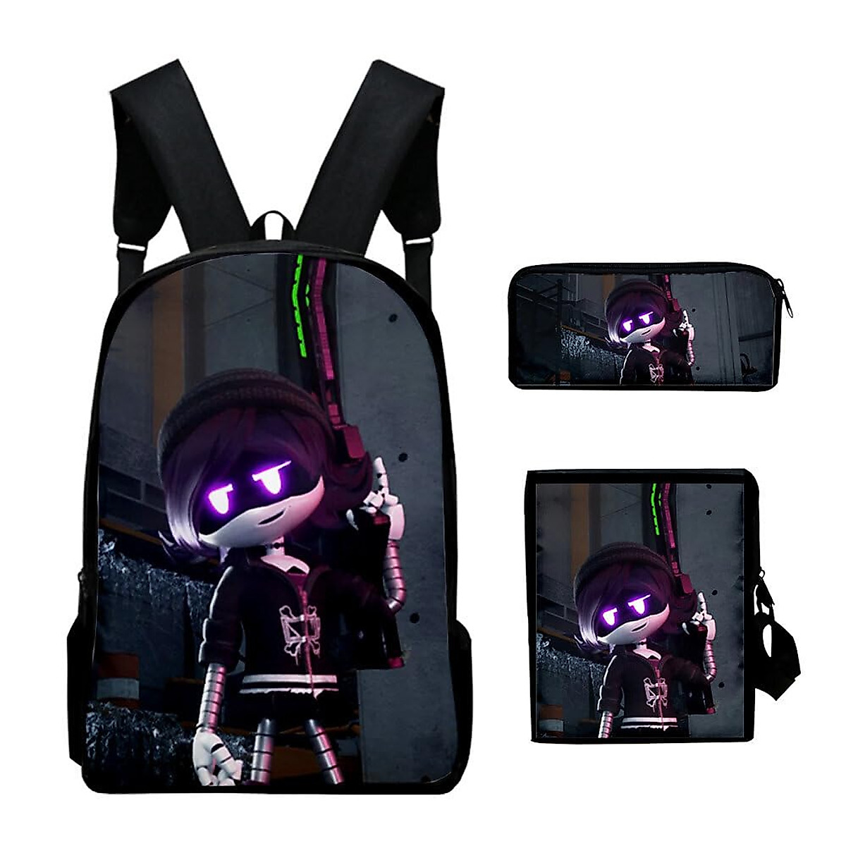 Homruis Murder Drones Backpack Casual Cartoon Backpack Set for Outdoor Travel