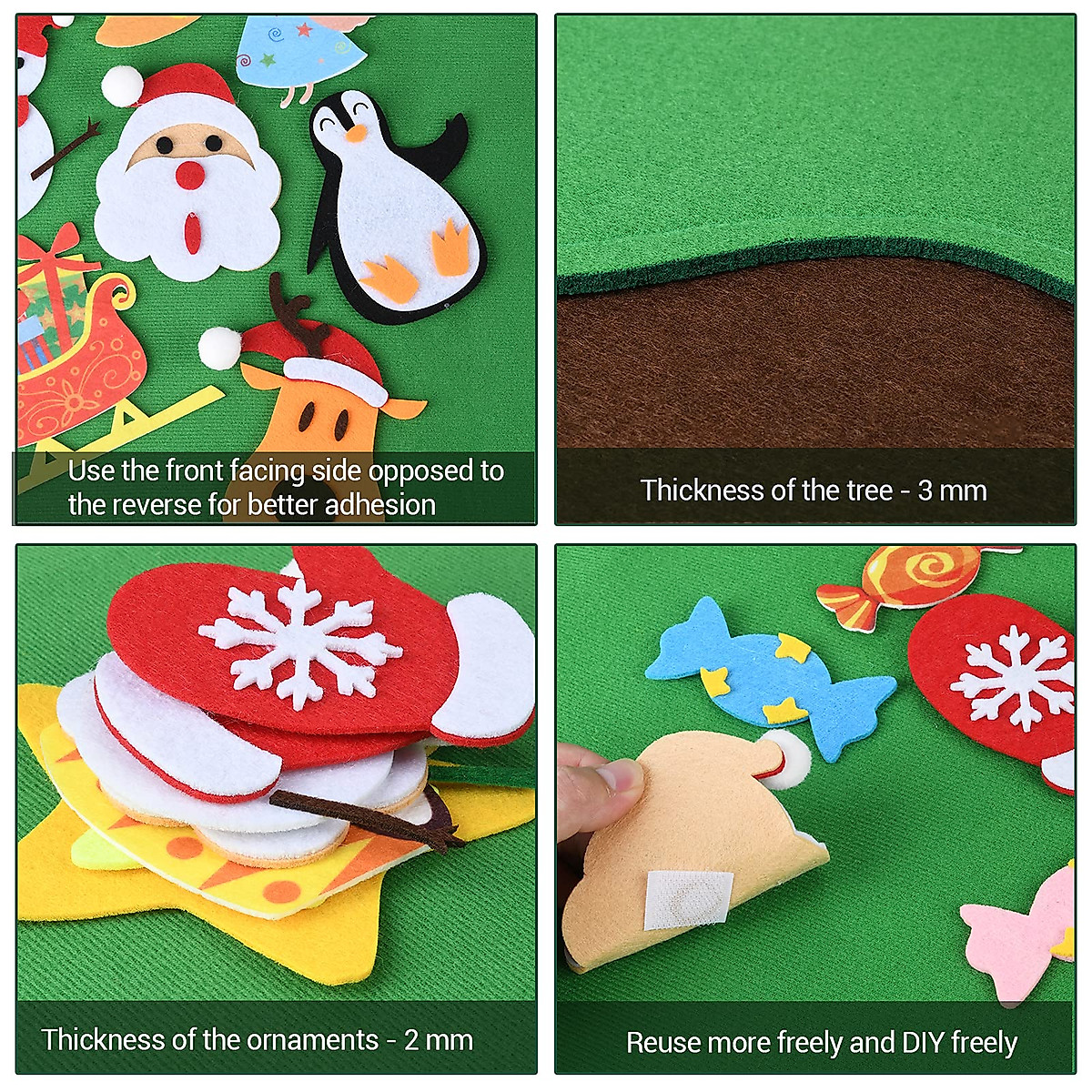 Felt Christmas Tree - 3.5 FT Wall Felt Christmas Tree for Kids with 40 Pcs Ornaments, DIY Xmas Gifts for Christmas Decorations