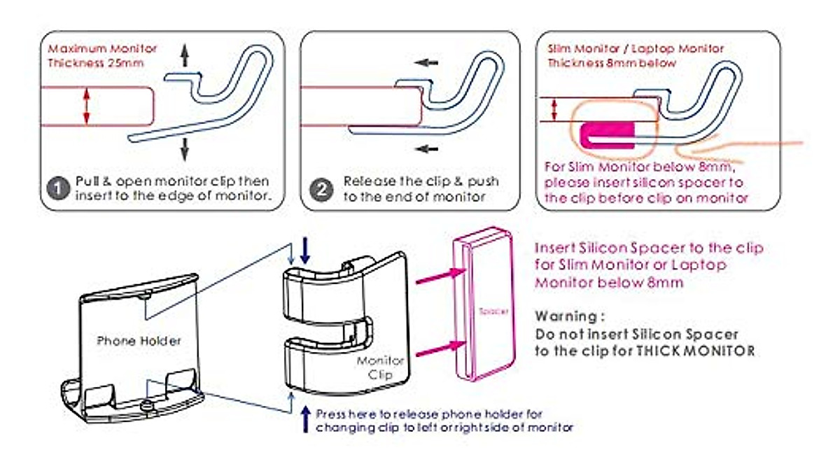 Mobile Phone Holder for Monitors - Convenient & Secure