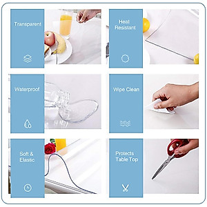 ETECHMART Dia. 42 Inch Clear Round Table Cover, 2mm Thick Round Plastic Table Protector, Waterproof PVC Tablecloth, Vinyl Circle Table Top Protector for Coffee Table, Dining Room Table