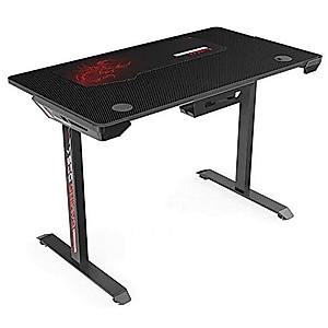 EUREKA ERGONOMIC I1-S Gaming Desk, 45" Home Office PC Gaming Computer Desk with Eureka Gaming Mousepad, T-Shaped Writing Study Tables Popular Gift for Boyfriend Male E-Sports Lover Black