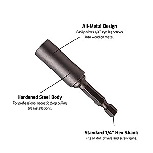 Century Drill & Tool 68700 Eye Lag Driver, 1/4" Hex