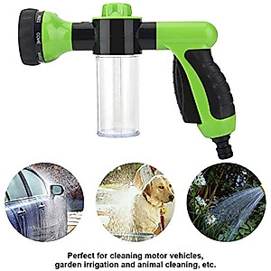 Searea Garden Hose Nozzle Adjustable Hose Spray Nozzle High Pressure 8 Watering Pattern with 3.5Oz Soap Sprayer Power Garden Water Hose Foam Nozzle Sprayer for Car Washing Pet Shower(Green)
