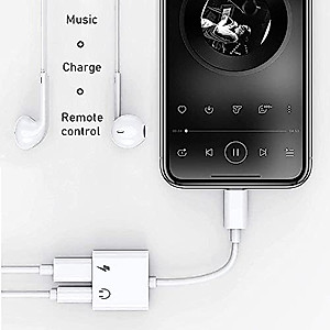 [Apple MFi Certified] Lightning to 3.5 mm Headphone Jack Adapter, 2 in 1 Lightning to 3.5mm AUX Audio + Charger Splitter Compatible with iPhone 13/12/11/XS/XR/X 8/ Support All iOS&Volume Control