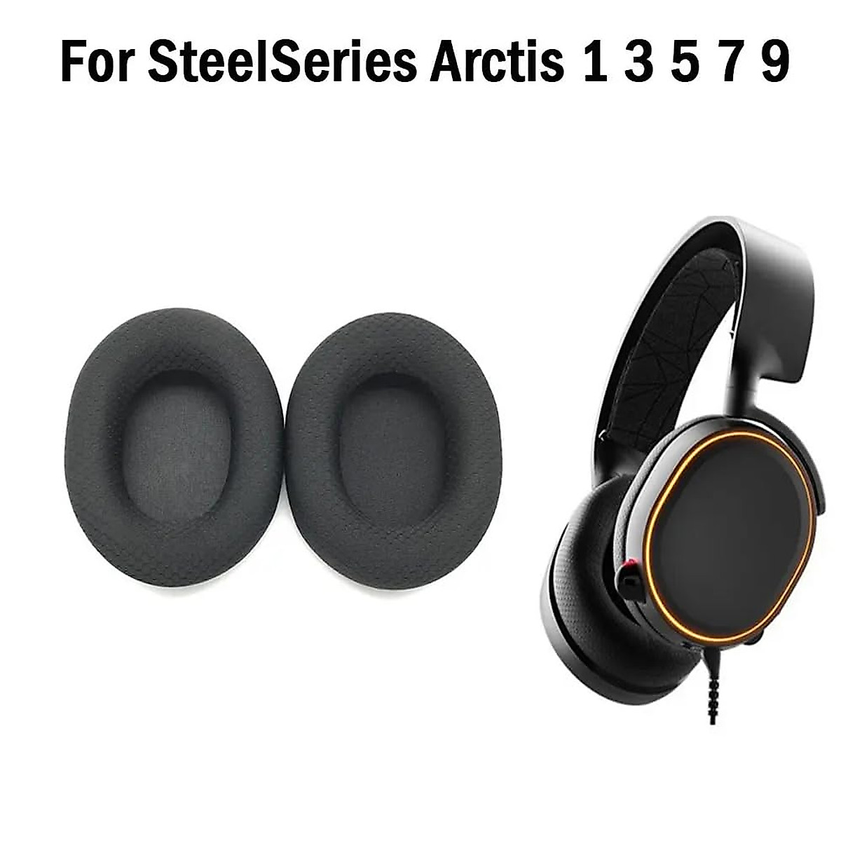 Earpads for SteelSeries Arctis 7 5 3 Replacement Ear Cushion Pads with Protein Leather and Memory Foam for SteelSeries Arctis 7 5 3 Gaming Headphones, A Pair, Black