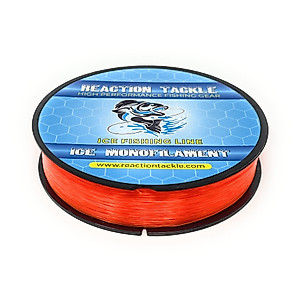 Reaction Tackle Ice Monofilament – Ice Fishing Mono Line, Tip-Up Line - Neon Orange - 4LB / 1000yds