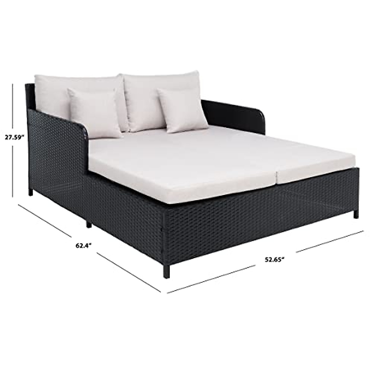 Safavieh Outdoor Collection PAT7500 Daybed, Black/Light Grey