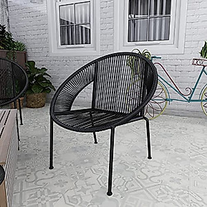 Deco 79 Contemporary Plastic Rattan Oval Outdoor Chair, 29" x 23" x 30", Black