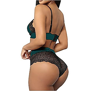 Sexy Lingerie for Women 2023 Lace Sheer Underwear Bikini Set Nightwear Two Piece Babydoll Bra and Panty Sleepwear Pajamas