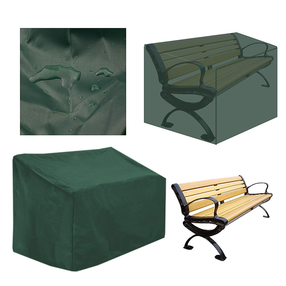 YIREAUD Garden Bench Cover,2-Seater Heavy Duty Patio Bench Loveseat Cover,Waterproof Outdoor Sofa Cover,Lawn Patio Furniture Covers with Air Vent, Green