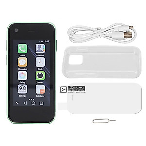 Mini Smartphone WiFi Dual SIM Mobile Phone GPS Portable Quad Core Backup with Protective Cover for Childrens Daily Life (Matcha Green)