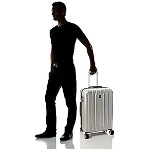 DELSEY Paris Titanium Hardside Expandable Luggage with Spinner Wheels, Silver, Checked-Medium 25 Inch