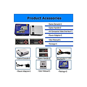 Generic Retro Wireless Video Game Console Classic Handheld Mini PC Game Player Built in 620 Games Dual Controller AV TV Game Machine for Kids,Children,Adult,Grey,18x14x7cm