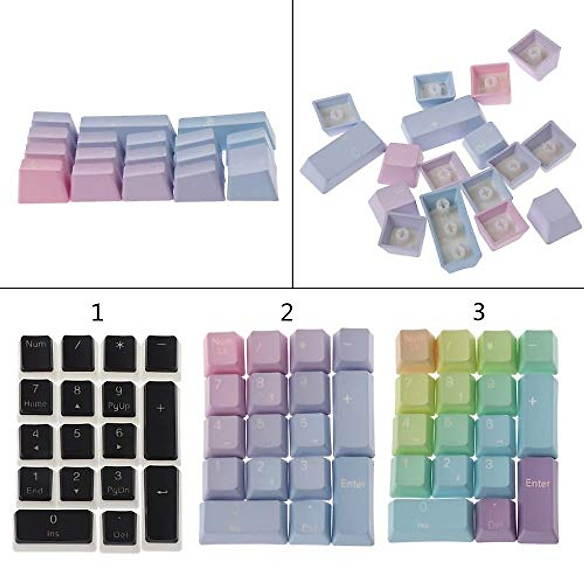 Gaming Mouse and Keyboard 17 Keys RGB Top Printed PBT Backlit Keycap for Mechanical Keyboard (Color : Purple Powder)