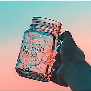 ( 2 PACK ) - Mason Jar Mugs with Handle, Stainless Steel Straw, & metal Lids 16 oz. (480ml) | Mason Jar Drinking Glasses | Reusable Boba Bubble Tea & Smoothie Cups | Tumbler for Bubble Tea, smoothie