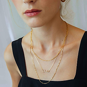 OAK & LUNA - Personalized Belle Custom Name Necklace (14k Yellow Gold, Without Diamond)