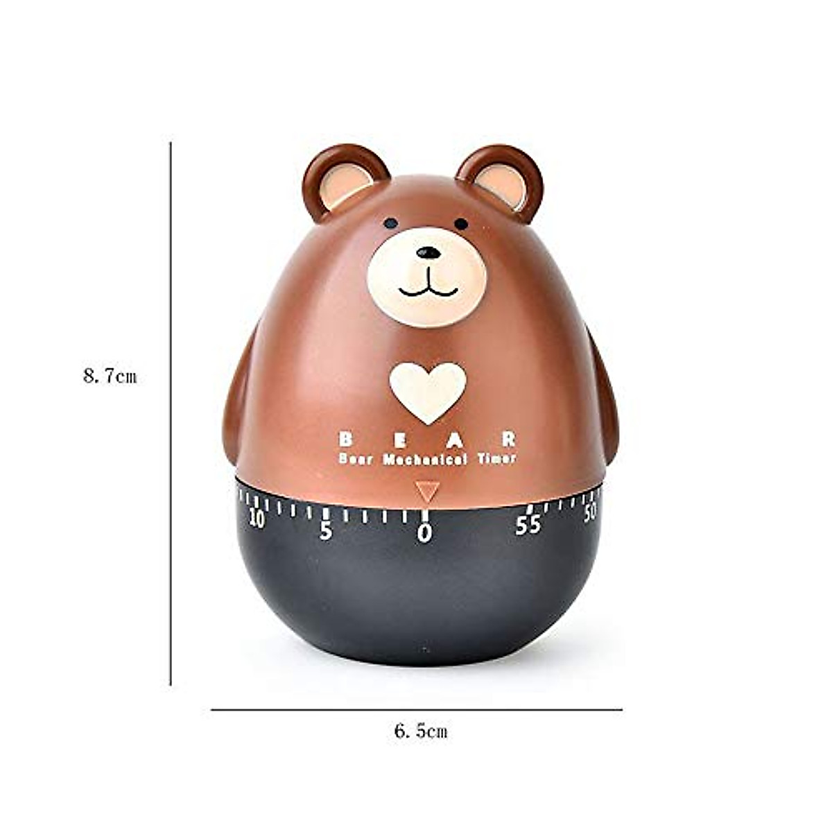 Lovely Cartoon Bear Mechanical Timers 60 Minutes Machinery Kitchen Gadget Cooking Timer Clock Loud Alarm Counters Manual Timer (Brown)